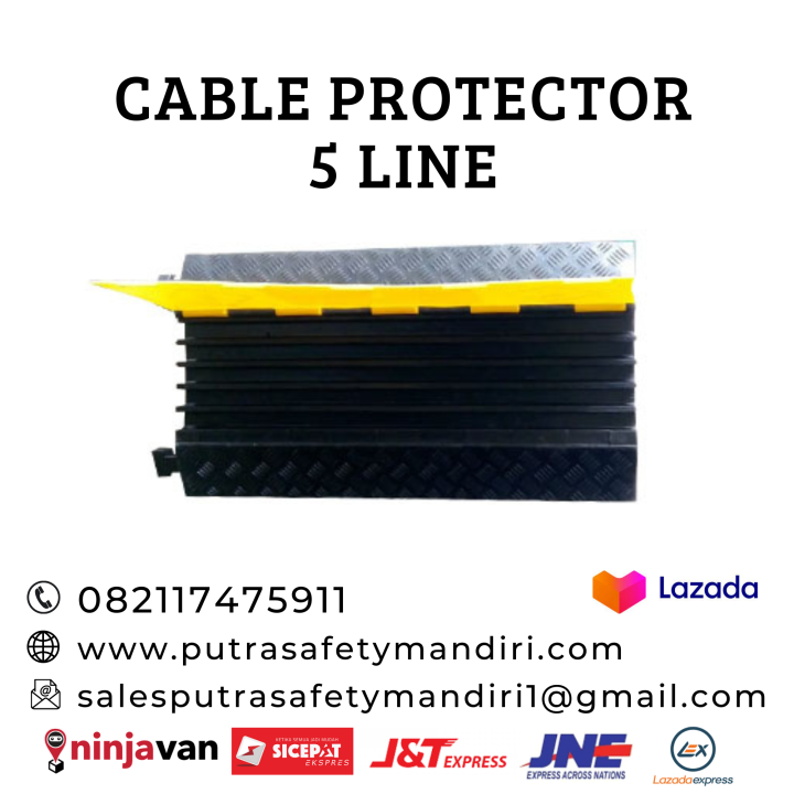 SAFETY CABLE PROTECTOR 5 JALUR POLISI TIDUR KARET PELINDUNG KABEL LISTRIK OUTDOOR LALU LINTAS ...