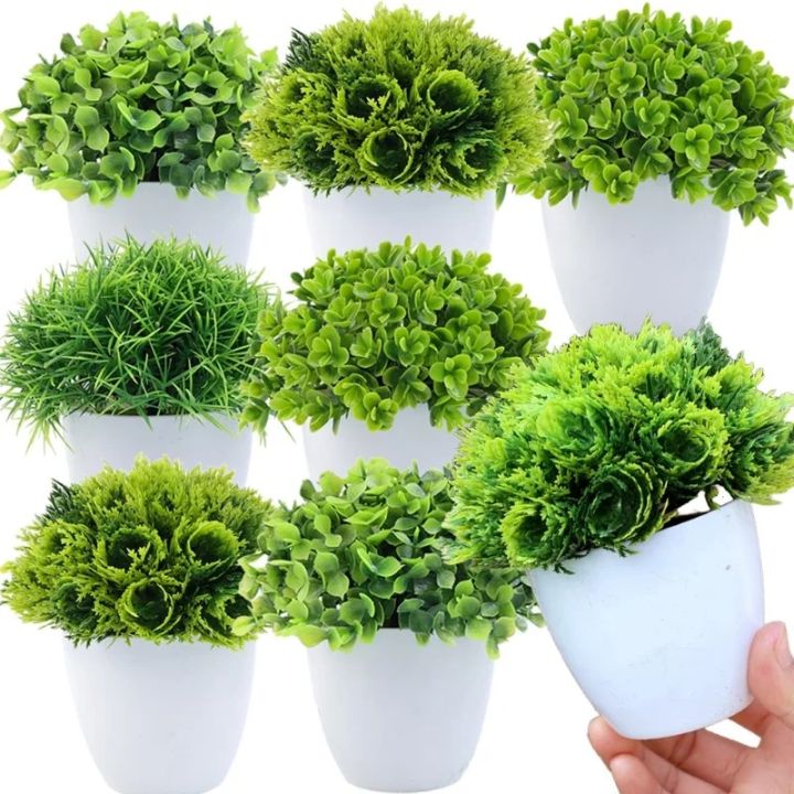 Artificial Plants Potted Mini Green Bonsai Simulated Cute Ornament ...