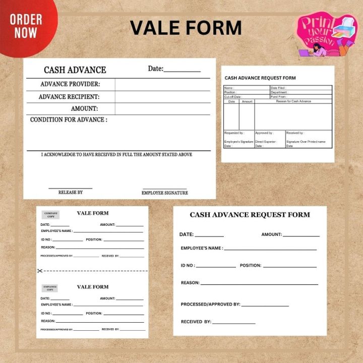 Vale form/ Cash Advance form | Lazada PH