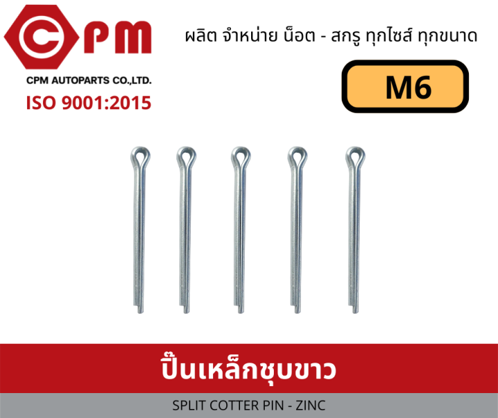 ปิ๊นเหล็กชุบขาว M6 [SPLIT COTTER PIN - ZINC] | Lazada.co.th