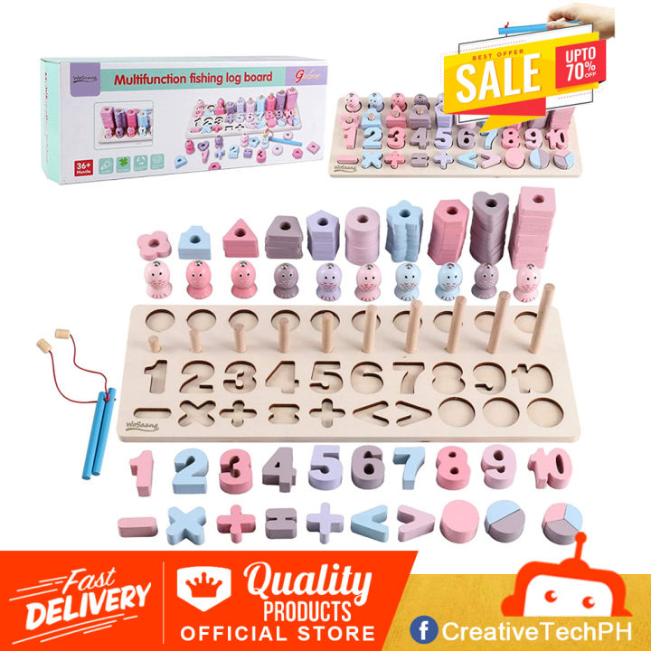 Multifunction Fishing Log Board Shape Sorting Stacking Counting Math ...