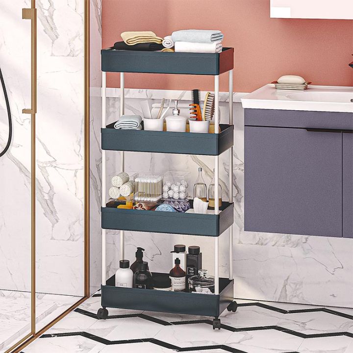 【Local Delivery】Kitchen Multi-layer Storage Rack with Roller Bathroom ...