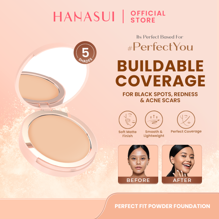Hanasui Perfect Fit Powder Foundation - Bedak Padat Compact Powder ...