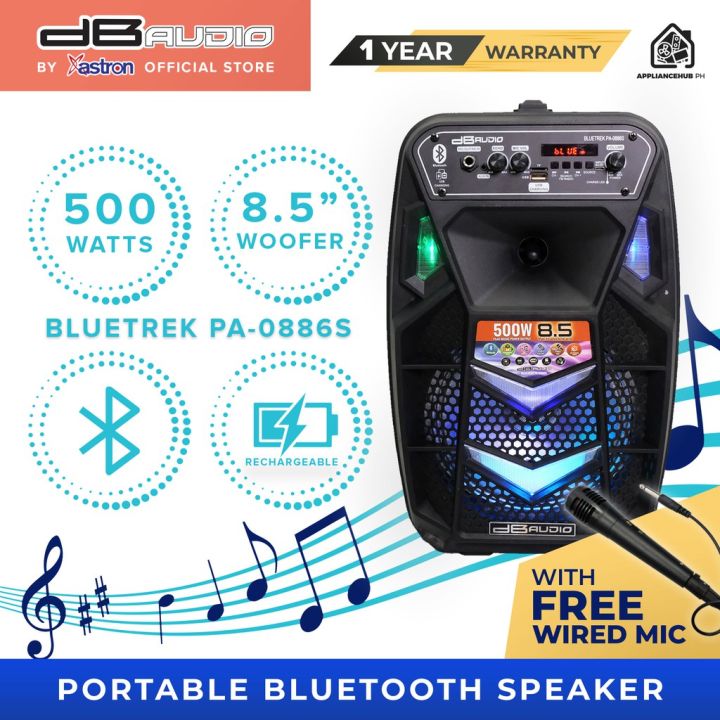 DB Audio by Astron BLUETREK-PA-0886S Portable Bluetooth Speaker (500W ...