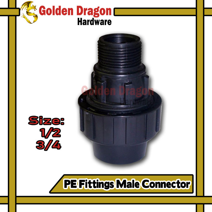 PE Black Connector Male Adapter 1/2 (20mm) 3/4(25mm) ADAPTER CONNECTOR ...
