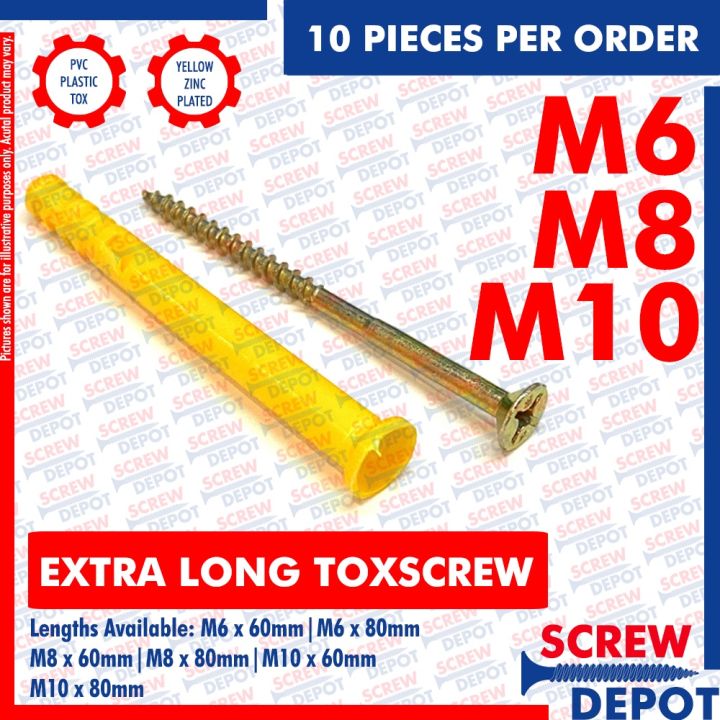 50/10 PIECES Extra Long Tox Screw / Toks Screw / Expansion Screw / Tox ...