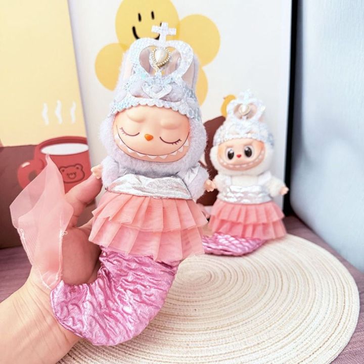 HUIHEYU Mermaid Labubu Doll's Suit Pearl Crown Handmade Sitting Labubu ...