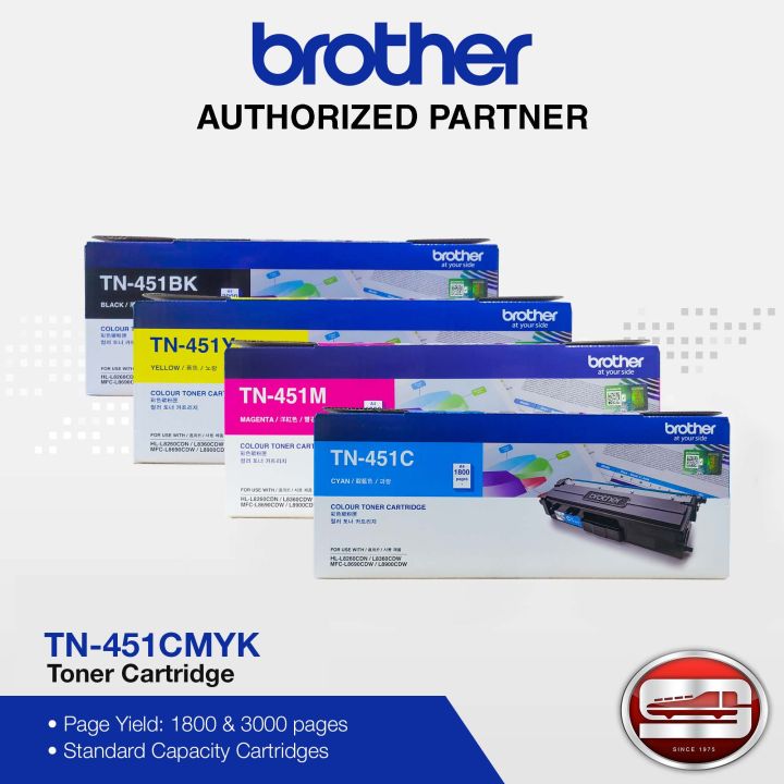 Brother TN-451 Cyan Magenta Yellow Black Original Colour Toner ...