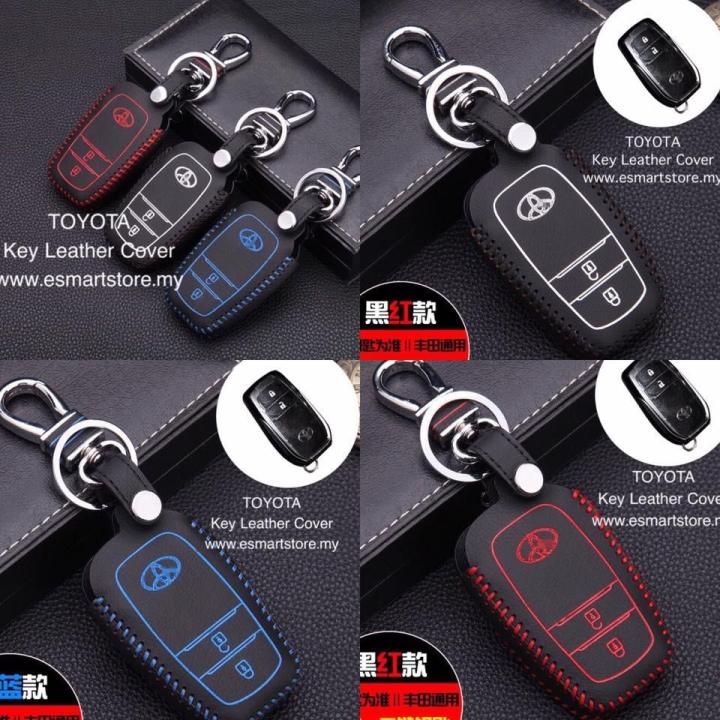 Leather Metal Remote Smart Key Case Ring Key Chain Cover for Toyota ...