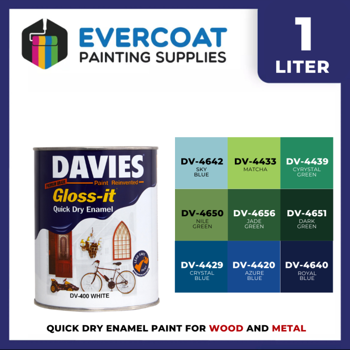 Davies Gloss-it QDE Paint for Wood / Furnitures 1L (Blues and Greens ...