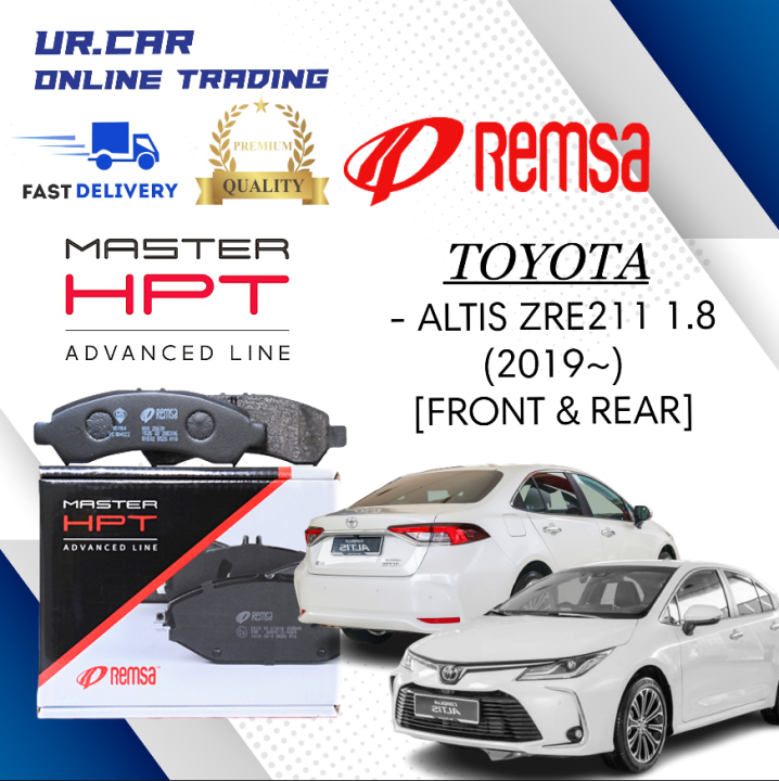 REMSA TOYOTA ALTIS ZRE 211 1.8 (2019~) BRAKE PAD FRONT (DEPAN) & REAR ...
