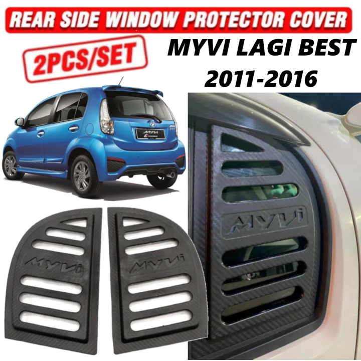 2pcs Perodua Myvi Lagi Best Myvi Icon Window Cover 3D Carbon Rear Side ...