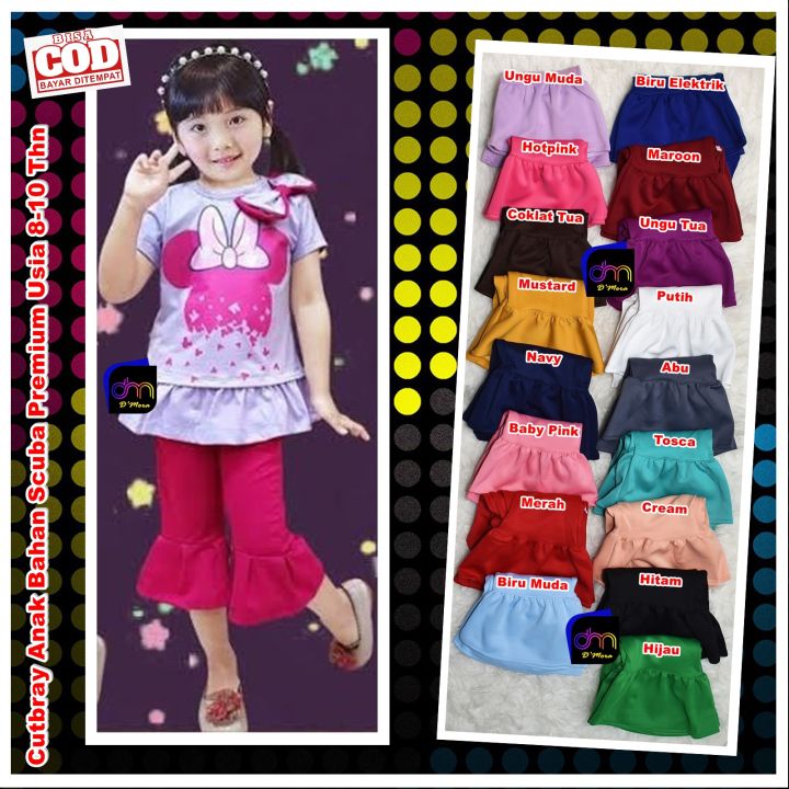 Morashop Size XL (8-10 Thn) Celana Cutbray Anak Perempuan Model Terompet Cutbray 7/8 | Lazada ...