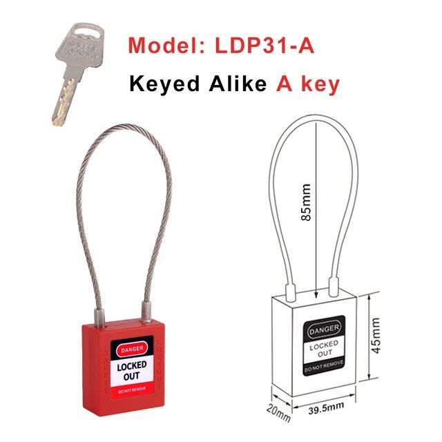 Safety Lockout Padlock 185mm Stainless Steel Cable Wire Shackle ...