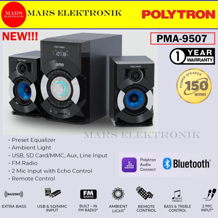 SPEAKER POLYTRON PMA 9507- BLUETOOTH - NEW 2022 - AMBIENT LIGHT ...