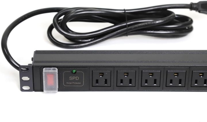 Aeons 1U 19" Rack Mount Server Network PDU Power Strip, 10 Right Angle ...