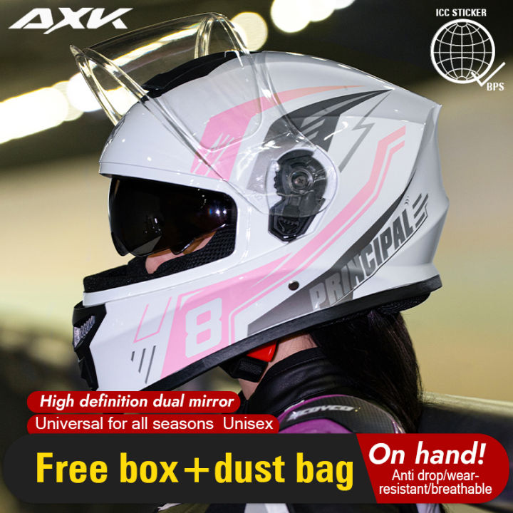 AXK 902 dual lens motorcycle helmet unisex full face helmet with ICC ...
