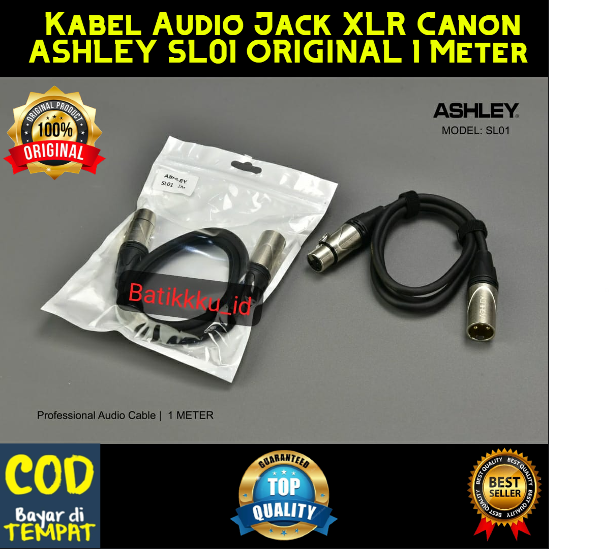 [ORIGINAL] Kabel Jack XLR CANON ASHLEY SL01 SL 01 ORIGINAL KABEL MIC AMPLIFIER POWER MIXER 1 ...