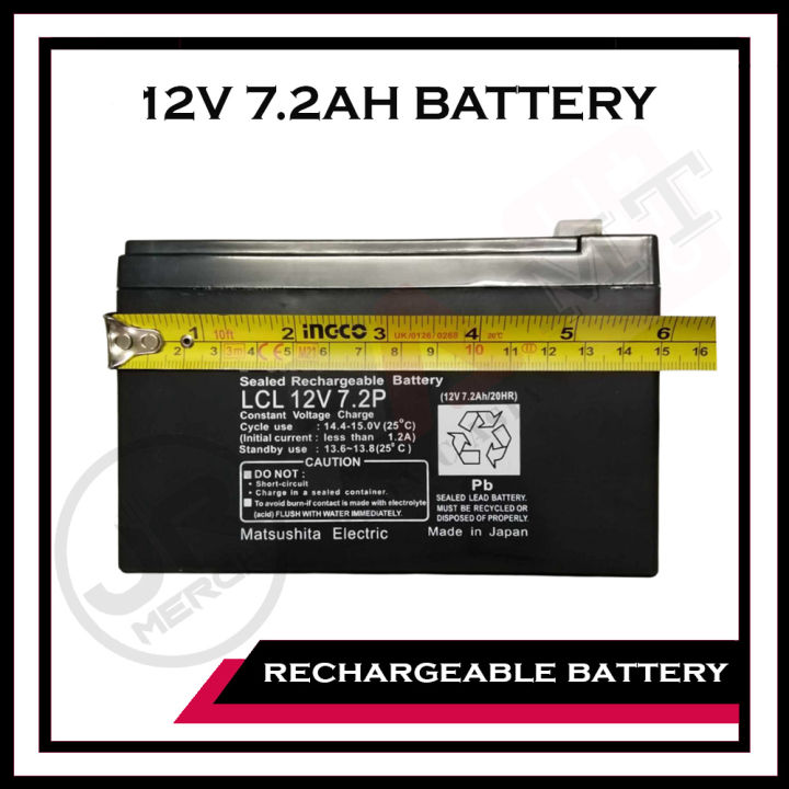 [PRONIC ASIA] 12 Volts Rechargeable Battery Sealed Lead Acid 12V 7.2Ah 20Hr (RB-12V) | Lazada PH