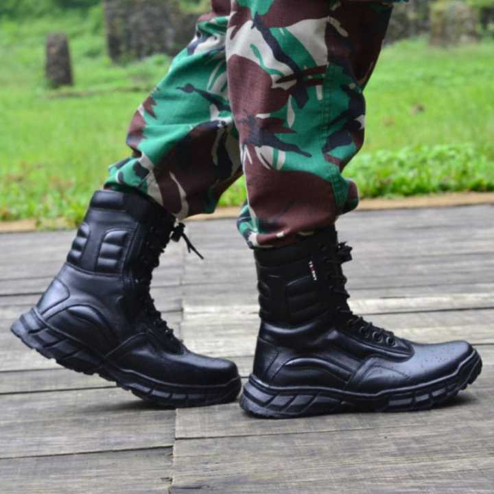 sepatu pdl tni polri sepatu militer tinggi sepatu 10 inc | Lazada Indonesia