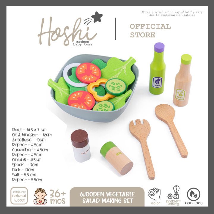 Hoshi Baby Wooden Vegetable Salad Making Set Pretend Play Montessori ...