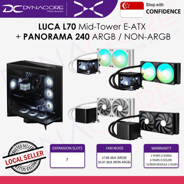 TRYX LUCA L70 Mid-tower E-ATX PC Case BLACK + TRYX PANORAMA 240mm AIO ...