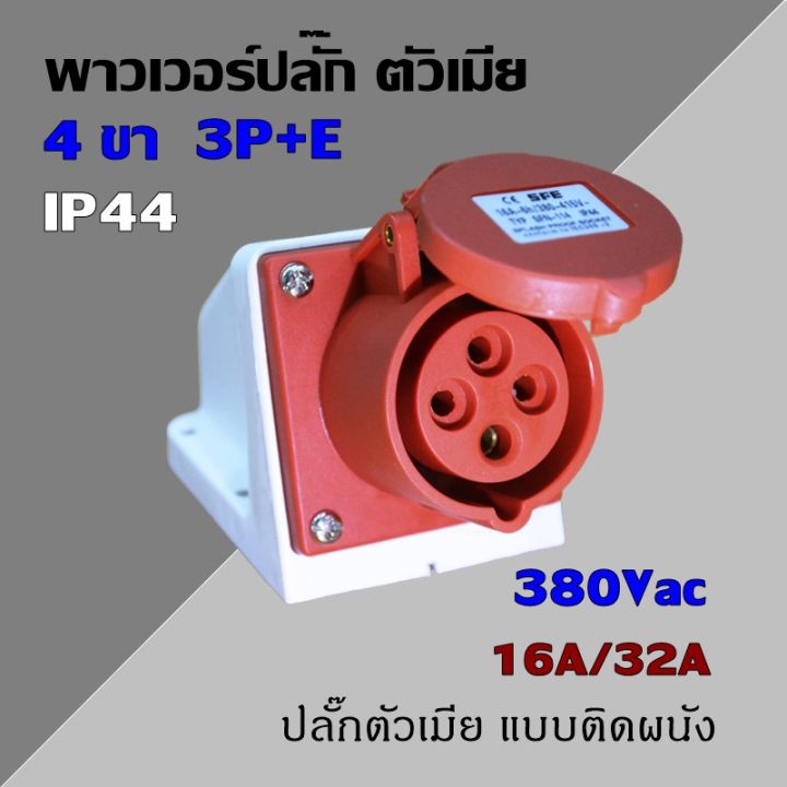 พาวเวอร์ปลั๊ก ตัวเมีย 4ขา 3P+E 380Vac 16A,32A IP44 เพาเวอร์ปลั๊ก SFN ...