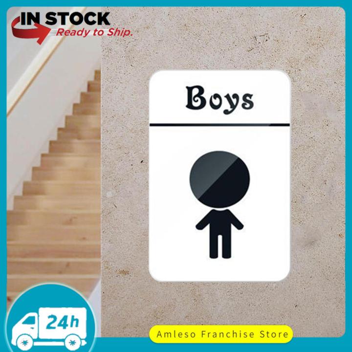 amleso Children Restroom Sign Decor Signage Board Man Woman Boy Girl ...