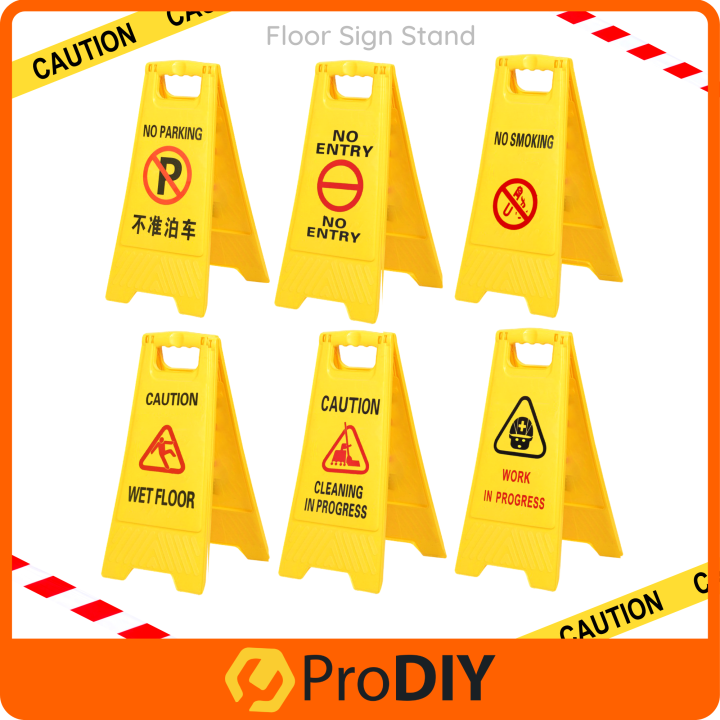 Yellow Foldable Floor Sign Board Stand NO PARKING NO ENTRY WET FLOOR ...