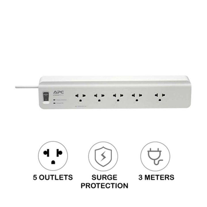 APC Surge Protector (5 Outlets, 2 USBs, 3M Cord, PM53) | Lazada PH