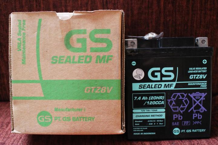 ORIGINAL GS MOTORCYCLE BATTERY GTZ8V (113mm x 70mm x 130mm) MAINTENANCE ...