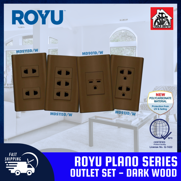 ROYU PLANO SERIES DARK WOOD SOCKET/OUTLETS | Lazada PH