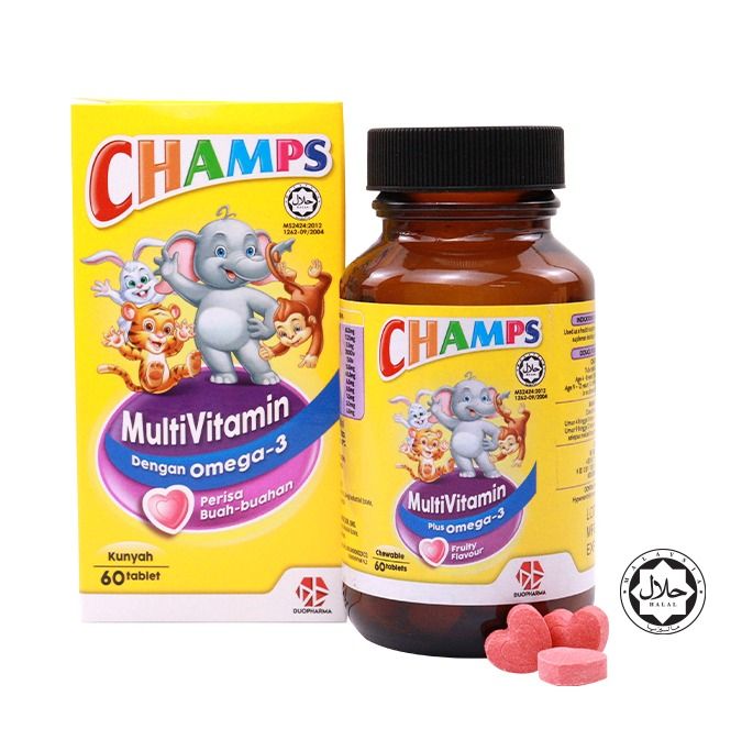 CHAMPS MULTIVITAMIN PLUS OMEGA 3 FRUITY ( 60'S ) ** Exp- 12/26 | Lazada