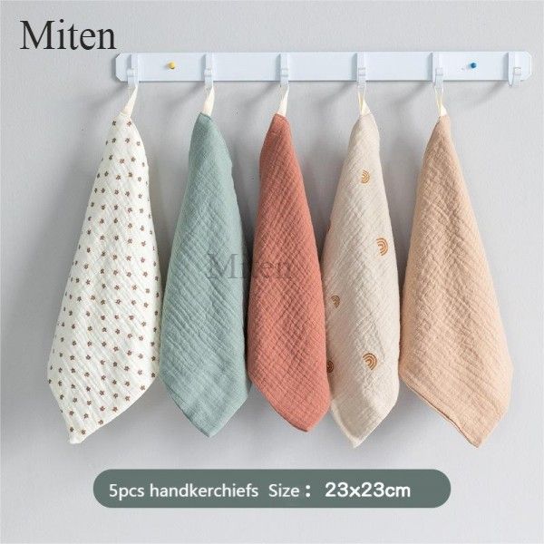 5pcs Baby Saliva Towel Soft Absorbent Gauze Cotton Baby Burp Cloth ...