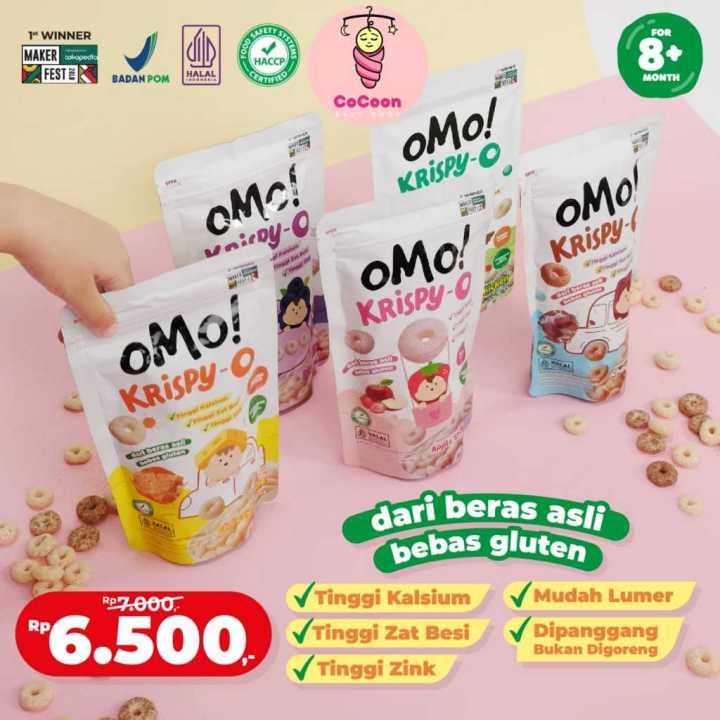 Camilan Snack Bayi Omo! Omo Krispy O Apel Stroberi / Blueberry / Cheesy ...