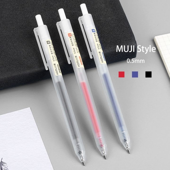 0.5mm Simple Muji Style Black Gel Pen Retractable Ink Pen Sign Pen ...