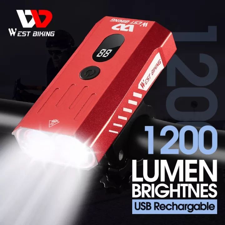 WEST BIKING Waterproof Bicycle Light 1200 Lumen USB Rechargeable LED ...
