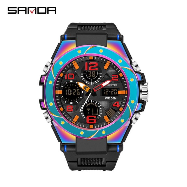 JAM TANGAN IMPORT SANDA 6008 JAM TANGAN PRIA DIGITAL ANALOG TALI RUBBER ...