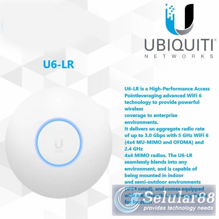 Ubiquiti U6-LR Access Point WiFi 6 Long Range Unifi LR Mu Mimo Radio ...