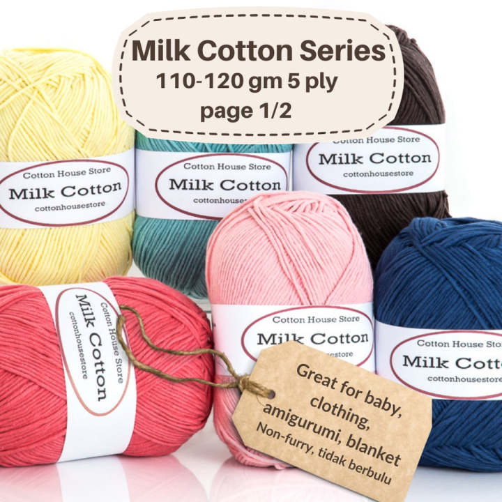 Milk Cotton Series 110-120g 5ply 2mm Amigurumi Baby Benang Kait Yarn ...