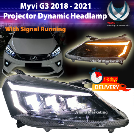 Perodua Myvi G3 2018 - 2021 Triple Led Projector Dynamic Headlamp With ...