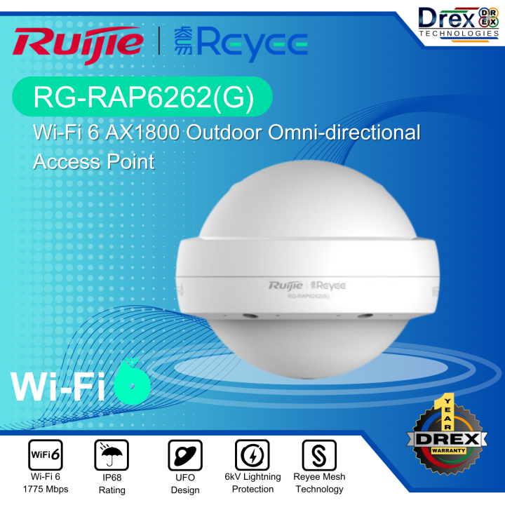 Ruijie RG-RAP6262(G) AX1800 Dual Band Gigabit Wi-Fi 6 Access Point ...