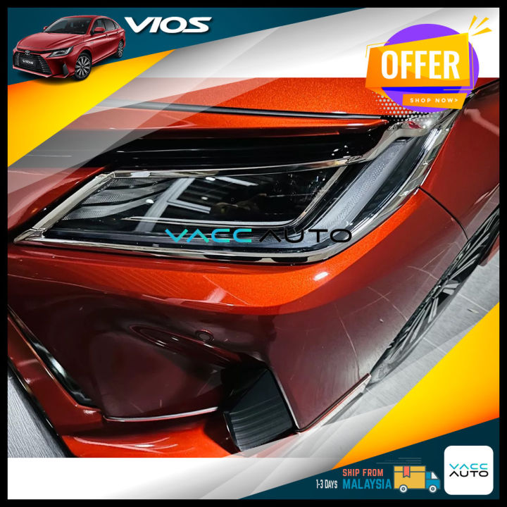 Toyota Vios (4th Gen) Headlamp Cover Chrome Black (2023 - 2025) AC100 ...