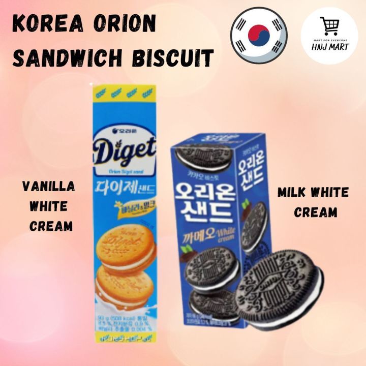 Korea Orion Sandwich Biscuit Sand Diget Milk Cream / Vanilla White ...