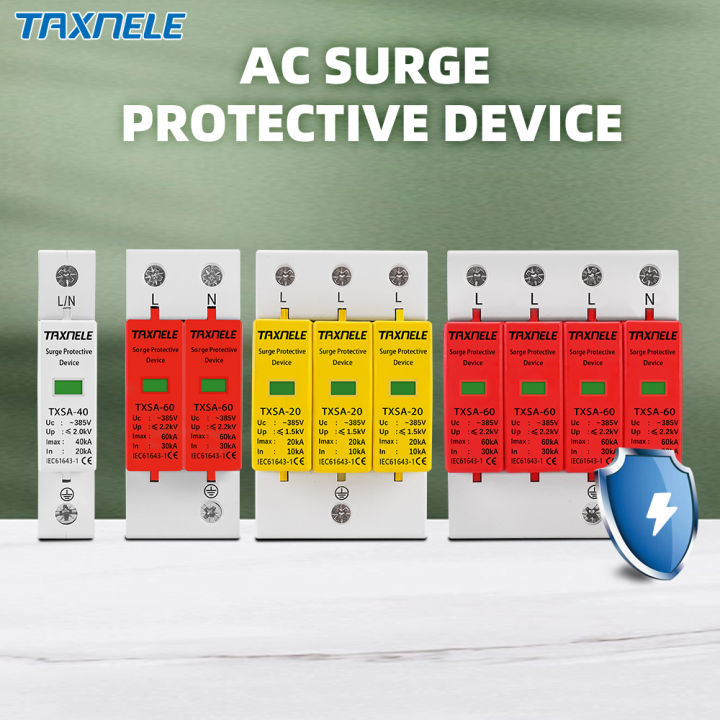 SPD AC House Surge Protective Device 385V Protector Arrester Protection Type 1P 2P 3P 4P 20KA ...