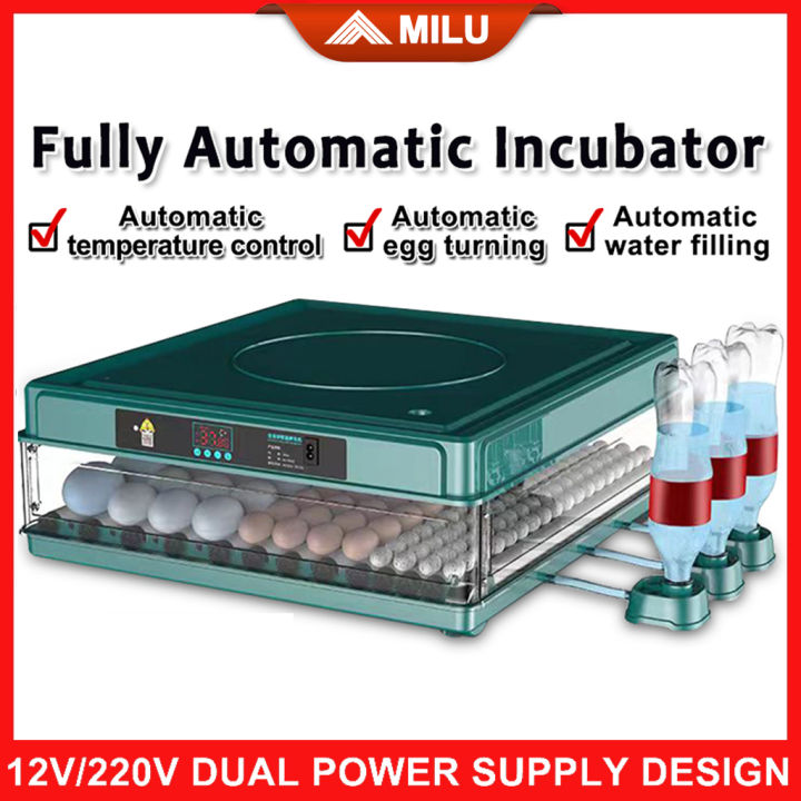 12/24/48/64/130 Eggs Fully Automatic Digital Incubator 220V/12V Dual ...