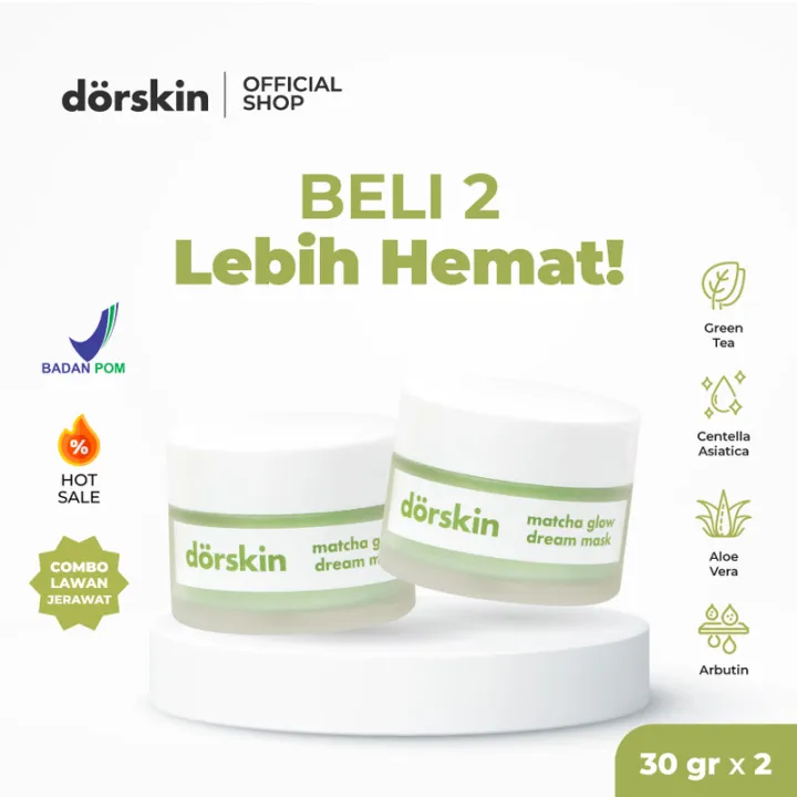 Dorskin Bundling Matcha Glow Dream Mask [2 PCS] - Combo Anti Jerawat ...