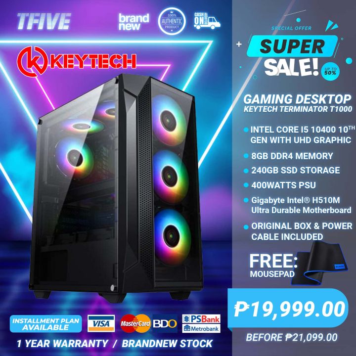 GAMING DESKTOP KEYTECH T1000 TOWER CASE INTEL CORE I5 10TH GEN ...