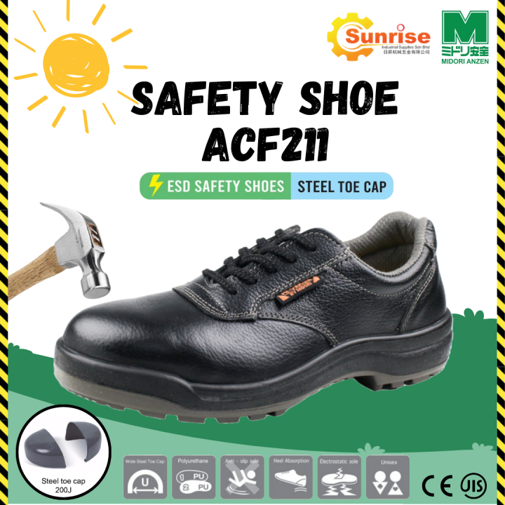Midori Anzen Safety Shoe (NO.1 IN JAPAN) ACF211 BLACK | ESD safety ...