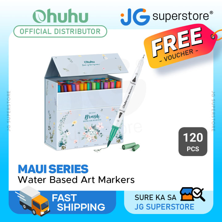 Ohuhu Maui Series Water Based 120 Colors Dual Tipped Art Marker Set for ...